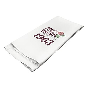 60th Birthday Gifts for Women Making The World A Better Place Since 1963 Decorative Kitchen Tea Towel White