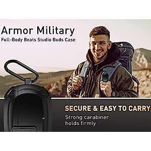 Beats Studio Buds/Studio Buds Plus Case 2021/2023, [Secure Lock] OTOPO Cool Beats Studio Buds+ Protective Case Cover Men Women with Keychain for New Beats Studio Ear buds + Case - Black