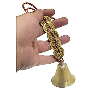 Yutoner Chinese Feng Shui Bell for Wealth and Safe, Pendant Coins for Peace and Success,Feng Shui Element, Good Luck Car Door Hanging Pendant Chime (Copper)