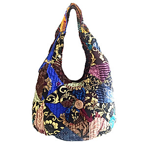 OMA® Multi Color Boho Bohemian Hippy Shoulder Sling Purse Hand Bag With Brocade FEDERAL (TM) BRAND