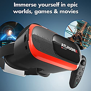 VR Headset for Phone with Controller | Virtual Reality Game System Compatible with iPhone and Android | Virtual Reality Goggles w/Remote Control for Android | 3D Glasses for Kids and Adults