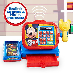Disney Junior Mickey Mouse Realistic Sounds Toy Cash Register with Pretend Play Money, 14-pieces, Kids Toys for Ages 3 Up, Amazon Exclusive by Just Play