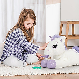DOLDOA 23.5 inch Cute White Giant Stuffed Unicorn Pillow Plush Animals Unicorn Toy Gift for Girls Kids