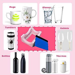 LexRory Silicone Cup Cradle for Tumblers - Tumbler Holder for Crafts with Felt Edge Squeegee - 2 Angles Cups Stand Use to Apply Vinyl Decals for Tumblers Cup Projects