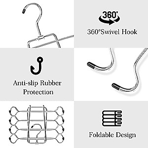 24 Pack Hangers Space Saving Magic Sturdy Closet Hangers + 2 Pcs Tank Top Hangers Space Saving Bra Organizer 360° Rotating Hook Foldable College Dorm Room Essentials Camisoles Bras Belts Silver, Black