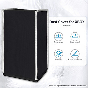 PlayVital Black Nylon Dust Cover for Xbox Series X Console, Soft Neat Lining Dust Guard, Anti Scratch Waterproof Cover Sleeve for Xbox Series X Console - Light Gray Trim