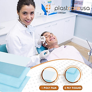 Disposable Dental Bibs 13"x18" - 3 Ply Waterproof Tattoo Bib Sheet for Patients - Dentist or Medical Tray Cover and Nail Table Cover Supplies, Fuchsia Hot Pink