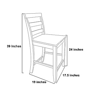 Uolfin 5 Piece Counter Height Dining Table Set with 4 Bar Stools, 36" L × 36" D × 36.5" H