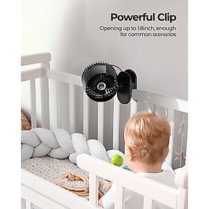 Koonie USB Clip on Fan, Strong Wind Ultra Quiet Small Desk Fan with Strong Clamp, More Than 360° Adjustable, 3 Speeds USB-C Corded Powered, Mini Personal Fan for Home Office Desktop Black