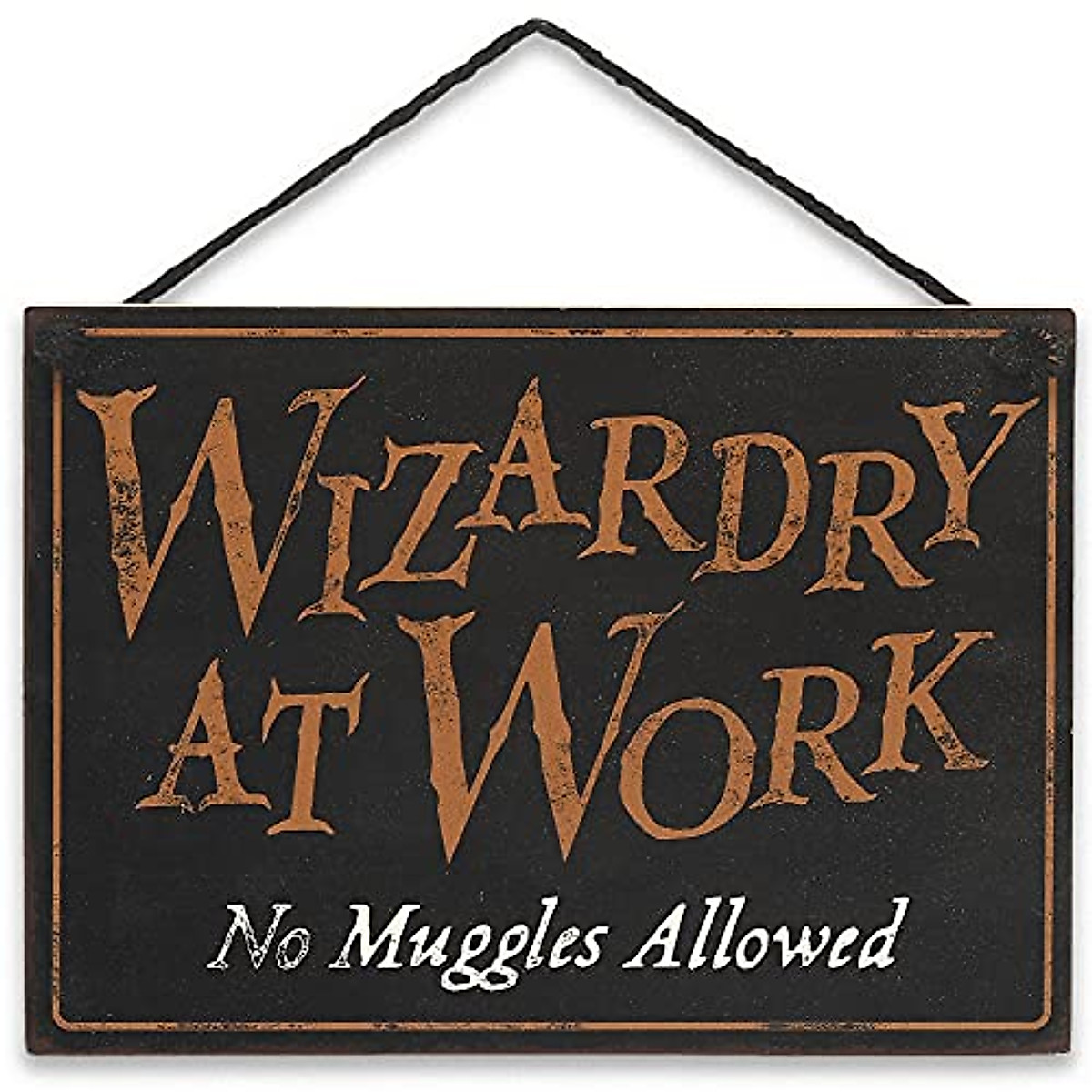 Open Road Brands Harry Potter Double Sided Hanging Wood Wall Decor - Wizards Welcome, Muggles Tolerated and Wizardry at Work, No Muggles Allowed