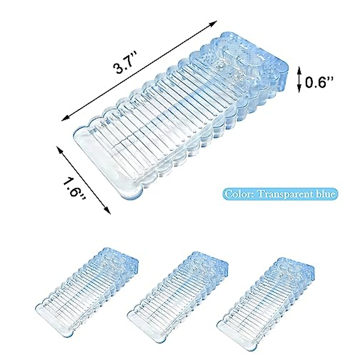 BlingKingdom 3pcs Clear Rubber Door Stops Premium Door Wedge Anti Slip Door Stops Silicone Door Wedge Heavy Duty Door Stops Wedge for Tiles Wood and Laminate Floor (Transparent Blue)
