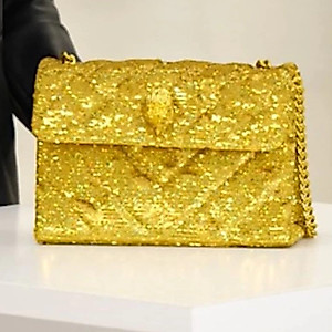 Kurt Geiger Women's Medium Kensington Gold Sequin Quilted Crossbody Bag