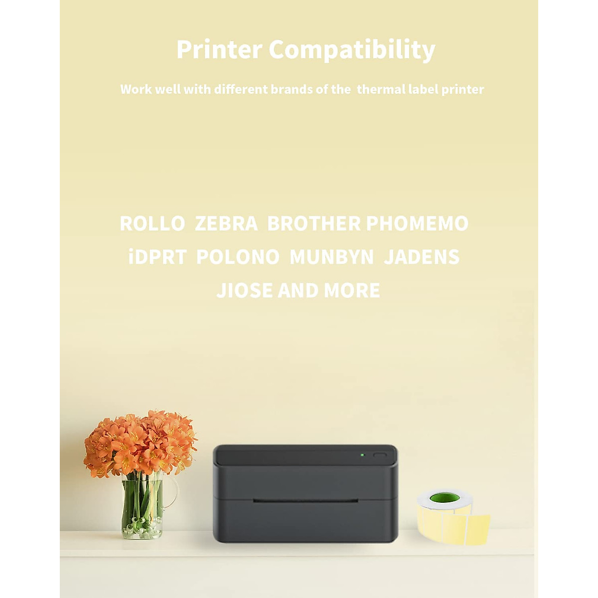 Phomemo 2.25”x1.25” Yellow Direct Thermal Labels, Self-Adhesive Thermal Stickers Labels, Thermal Printer Labels for Address, Logo, Shipping, Barcodes, QR Code (1000 Labels/Rolls,1 Rolls）