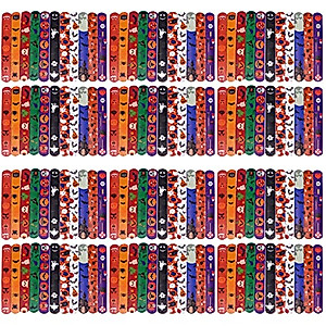 ibasenice 216 pcs Favors Props Slap Random Wrist Decors Wristbands Bracelets Spider Decors, Decorative Prop Kids Supplies Ghost for Photo Halloween Party Circle Snap Print Bands Novelty