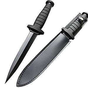 liuliang1 12.2'' EDC Straight Edge Tactical Bowie Knife with Sheath Survival Hunting Tactical Combat Knife for Outdoor Camping , Fishing Black