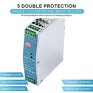 DineDeck EDR-75-48 48V 1.6A 76.8W Industrial DIN Rail Power Supply, High Efficiency 88.5%, UL 508 Certified, for Factory Automation, Semiconductor Equipment, Industrial Control Systems, Mechatronics
