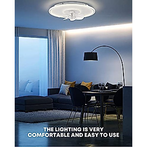 NookNova 20'' White Smart Low Profile Indoor Flush Mount Ceiling Fan with Lights, Small Modern Bladeless Ceiling Fan with LED Light Remote and APP Control for Bedroom etc, 6 Speed, Stepless Dimming