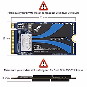 SABRENT 512GB Rocket NVMe PCIe M.2 2242 DRAM-Less Low Power Internal High Performance SSD (SB-1342-512)