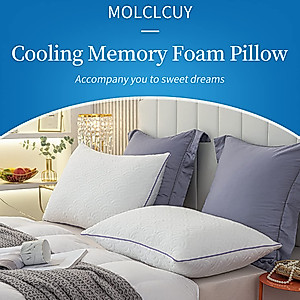 MOLCLCUY Memory Foam Pillows King Size Set of 2 Adjustable Cool Pillow for Side Back Stomach Sleepers Luxury Gel Pillow with Washable Cover