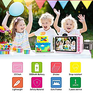 Coolwill Kids Camera for Girls and Boys, 12MP Kids Digital Camera with 3.5'' Large Screen & 8X Digital Zoom, Children's Birthday Gifts Camera for Kids Age 3 4 5 6 7 8 9 10 with 32G TF Card