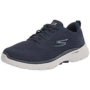 Skechers Women's GO Walk 6-Bold Vision Sneaker, Navy/White, 6