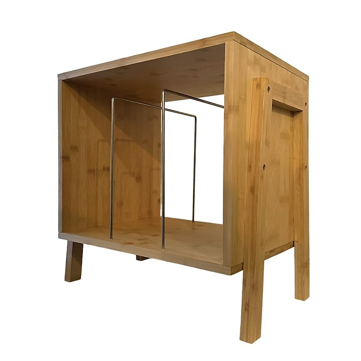 Turnable Stand with Record Storage - Stackable Bamboo Record Player Stand with Storage for 12" Vinyl Albums Turntable Cabinet Nightstand - Living Room Bedroom Sofa Couch Bed Side Night Stand