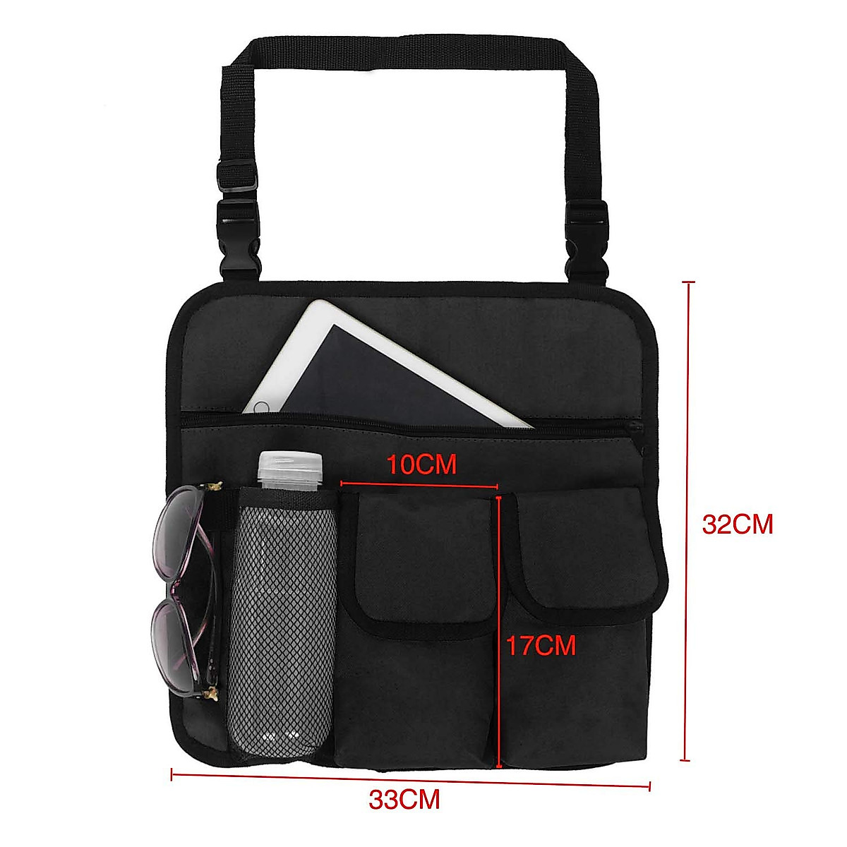 RONGXG Beach Armchair Hanging Bag Armrest Side Organizer Multi Pockets Chair Organize Bag Arm Chair Tote Bag Shoulder Bag Beside Storage Carry Bag for Outdoor Fishing Camping Beaching, Black