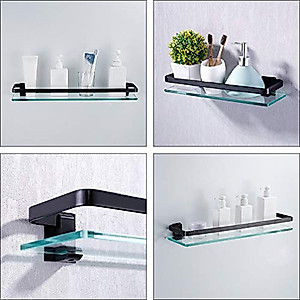 Cabilock Bathroom Glass Shelf Floating Wall Mounted Shower Organizer Cosmetic Toiletries Storage Holder for Kitchen Bathroom