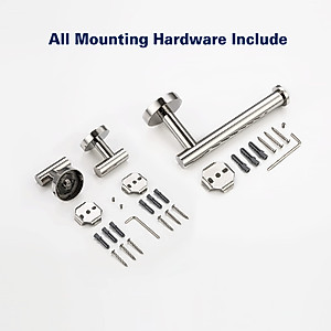 LCEZAN Bathroom Hardware Set, Premium Stainless Steel 3-Piece Include 5 Inch Toilet Paper Holders and 2 Towel Robe Holder Hook for Bathroom, Kitchen, Washroom Wall Mount Polished Chrome