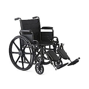 Medline K1 Basic Vinyl Wheelchair with Swing-Back Desk-Length Arms and Elevating Leg Rests, 16-Inch Wide Seat