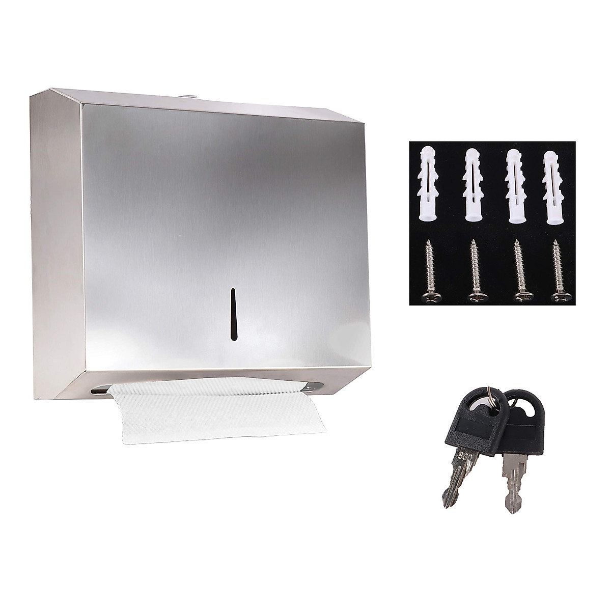 PENGKE Wall Comercial Industrial Paper Towel Dispenser,304 Grade Stainless Steel with Lock Design 250 C-Fold Capacity/300 Multi-Fold Capacity