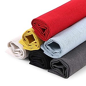 Linen Needlework Fabric, BENBO 6Pcs Assorted Colors Linen Embroidery Fabric Cross Stitch Cloth for Garments Crafts, Upholstery Flower Pot Decoration and Tablecloth, 19.7 x 19.7In