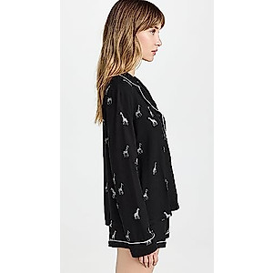 PJ Salvage Women's Loungewear Giraffe Manor Pajama Pj Set, Black, M