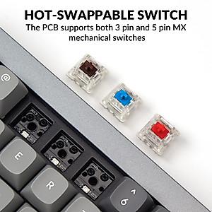 Keychron Q7 Wired Custom Mechanical Keyboard, 70% Layout QMK/VIA Programmable Macro with Hot-swappable Gateron G Pro Blue Switch Double Gasket Compatible with Mac Windows Linux (Grey)