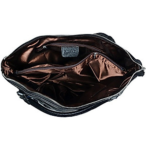 HESHE Women’s Leather Purses and Handbags Shoulder Bag Tote Top Handle Bags Designer Cross Body Satchel (Black-R024)