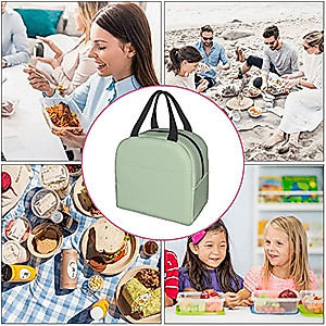 YvoneDBrownn Solid Sage Mint Green Matching Lunch Bag Cooler Bag Women Tote Bag Insulated Lunch Box Water-resistant Thermal for womenPicnicBoatingBeachFishingWork, Black, One Size