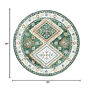 SAFAVIEH Aspen Collection 7' Round Green/Ivory APN706Y Handmade Moroccan Boho Tribal Wool Area Rug