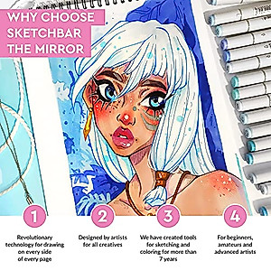 SKETCHBAR Mirror PAD A5, use 100% of Your Sketchbook, 220 g/m2, Extra Smooth, bleedproof Technology Allows You to use Every Side of Every Page, Ideal for Artists, Illustrators, Drawing