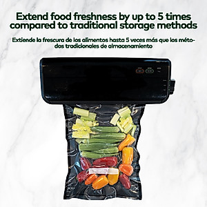 Stash Proof Resealable Zipper Vacuum Seal Bags 15" x 20" (50 Count) 5.5 Mil (Black and Clear) - BPA Free Commerical Grade Food Saver for Storage, Sous Vide, and Meal Prep Sealer Bag