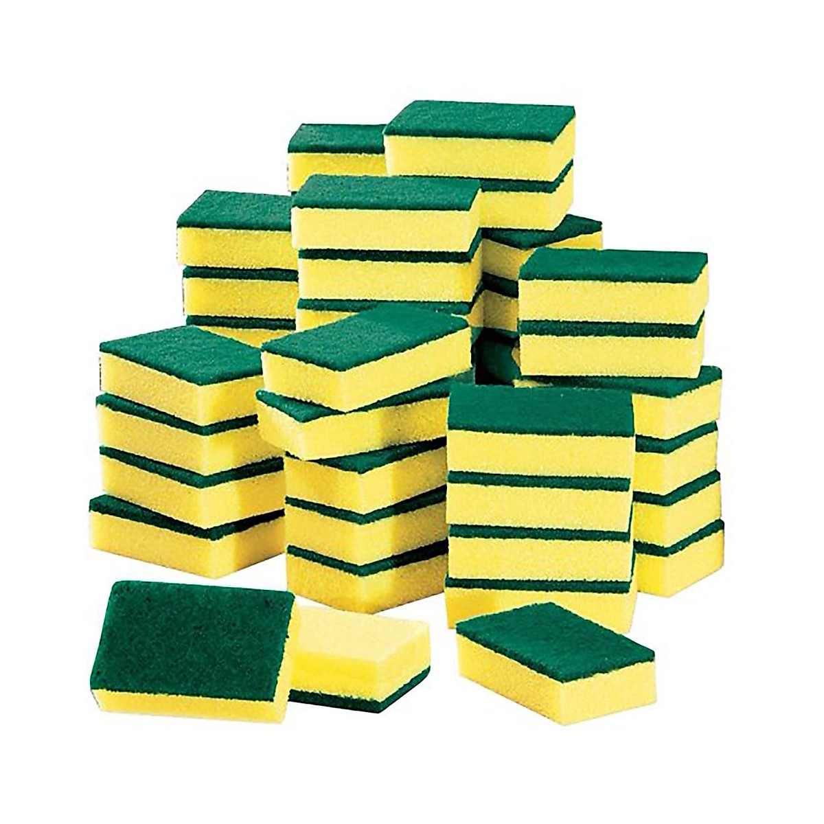 WOMENQAQ 50 Piece Sponge Set Cleaning Absorbent Sponge Kitchen Supplies Dishwashing Sponge Carpet Foam with Brush (Yellow, One Size)