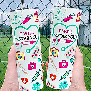 muanns Nurse Gifts for Women - Nurse Tumbler Nurse Coffee Mug Cup with Lid and Straw - 20 Oz Stainless Steel Insulated Water Bottle - Gifts for Practitioner Nurse Nursing Student Men Women