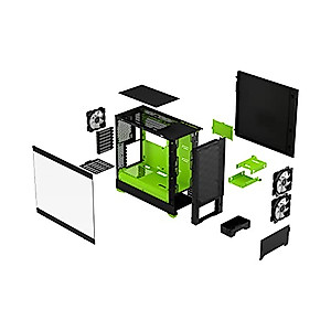 Fractal Design Pop Air RGB Green Core - Tempered Glass Clear Tint - Honeycomb Mesh Front – TG Side Panel - Three 120 mm Aspect 12 RGB Fans Included – ATX High Airflow Mid Tower PC Gaming Case