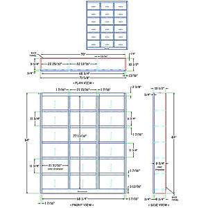 BOWERY HILL Traditional 84" Tall 18-Shelf Triple Wide Wood Bookcase Storage with Adjustable Shelves for Home, Office, Laundry, Bedroom, Kitchen and Garage, in Dry Oak