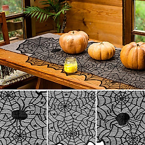 Halloween Decorations Indoor Set, 52pcs Halloween Party Decorations, Halloween 3D Bats & Spiderweb Table Runner & Cobweb Fireplace Mantel Scarf & Spooky Happy Halloween Banner for Home Indoor Decor