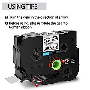 GREENCYCLE Compatible for Brother P-Touch TZ TZe M951 24mm 1" Label Cartridge Black on Matte Silver Laminated AZE Tape for PT2730 PT9600 PTD600VP PTD800W PTH500LI PTP700 PTP710BT PTP750, 3 Pack