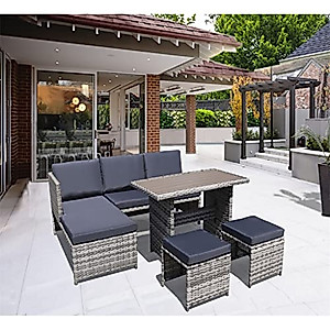 QUUL Outdoor PE Rattan Sofa Set of 5 Outdoor 3-Seater Sofa Design