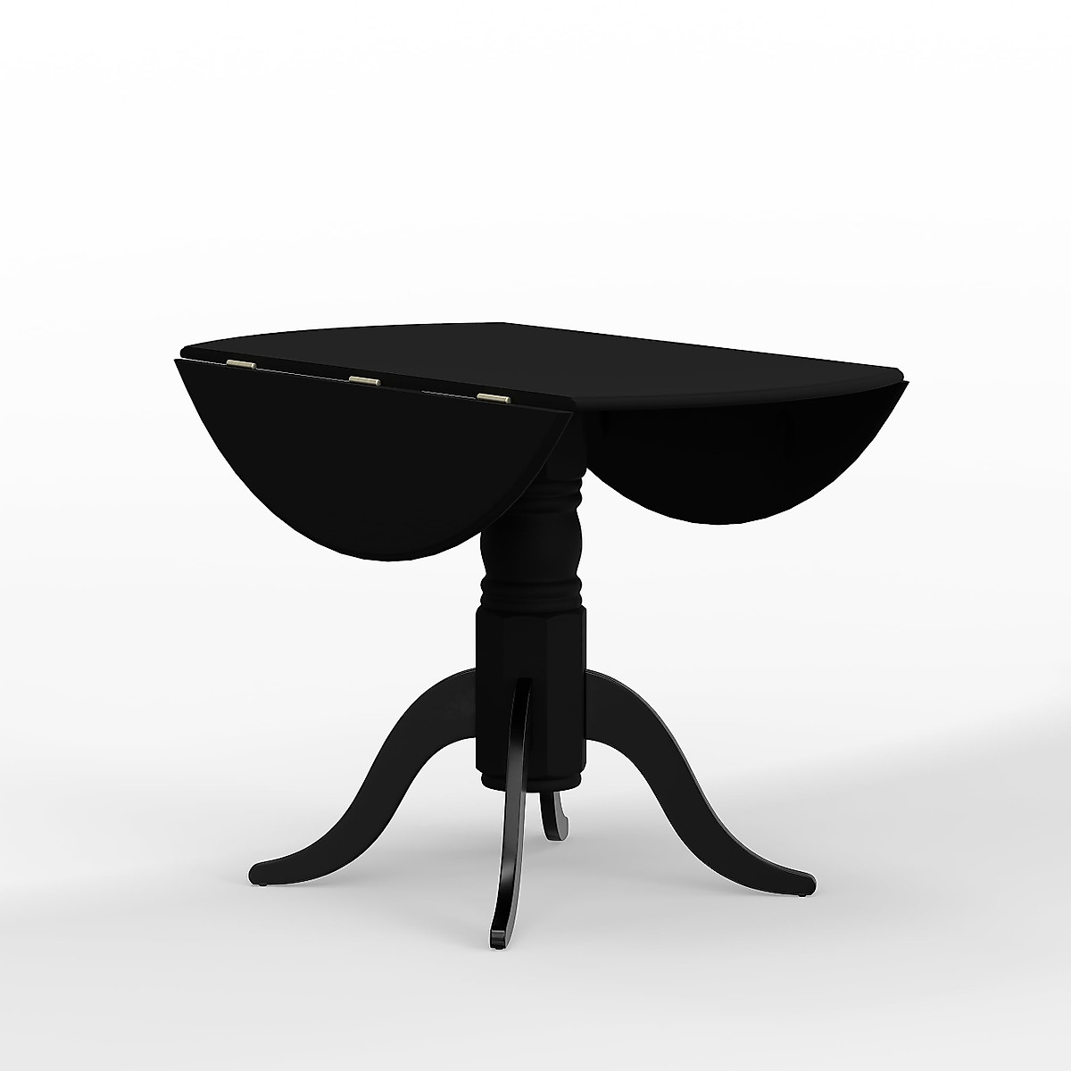 Glenwillow Home 3-PC - 42" Round Double Drop-Leaf Dining Table + X-Back Dining Chairs Dining Set in Black