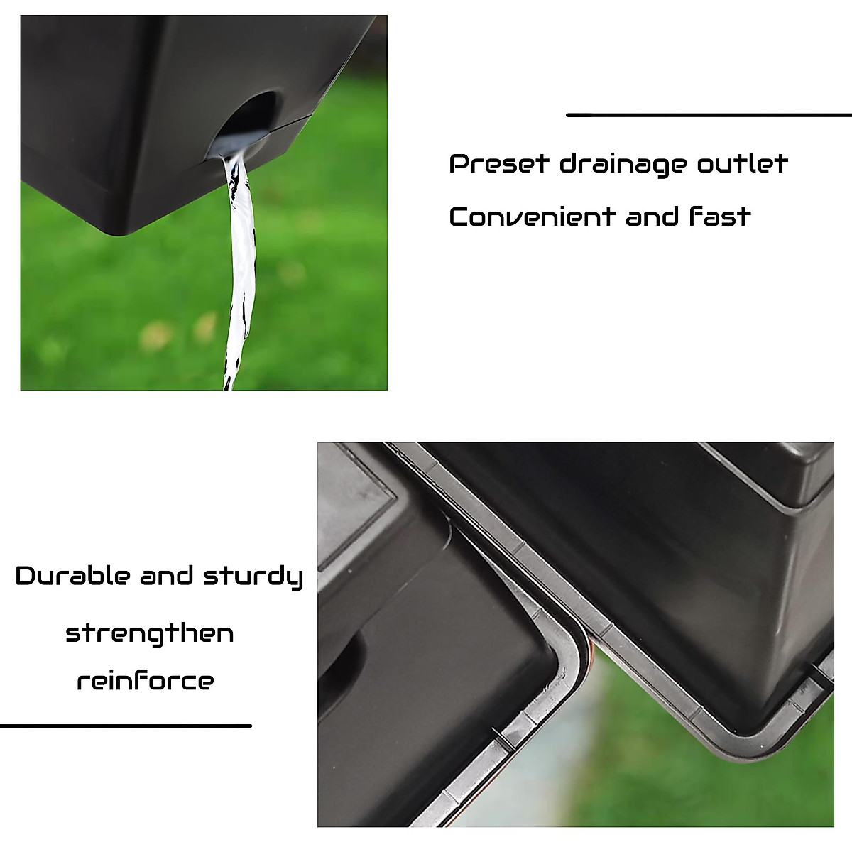 QPEY Window Box Planter, 10 Pack 17 Inch Plastic Flower Box with Tray Rectangular Planters for Outdoor Indoor Plants Garden Home Decor (Black)