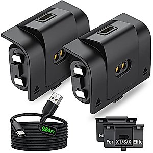 ELISWEEN Rechargeable Controller Battery Pack 2X1500Mah Xbox Battery Pack & 4 Battery Covers, Xbox One Controller Battery Pack with 9.84Ft Type-C Cable for Xbox One S/X/Elite