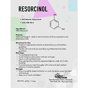Talsen Chemicals Pure Resorcinol Cosmetic Grade - 1 Oz / 28 g - Organic Resorcinol Powder - Chemical Ingredients In DIY Cosmetics, Personal Care and Beauty Formulations for Skin Care